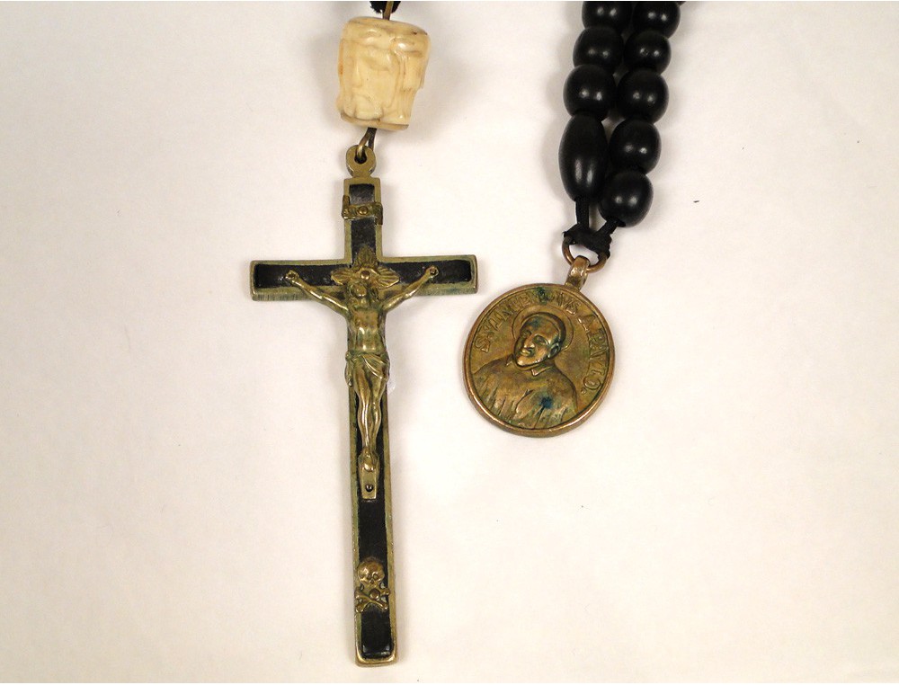 Rosary Rosary Crucifix Wood Cross Christ ebony St. Vincent de Paul, XIX