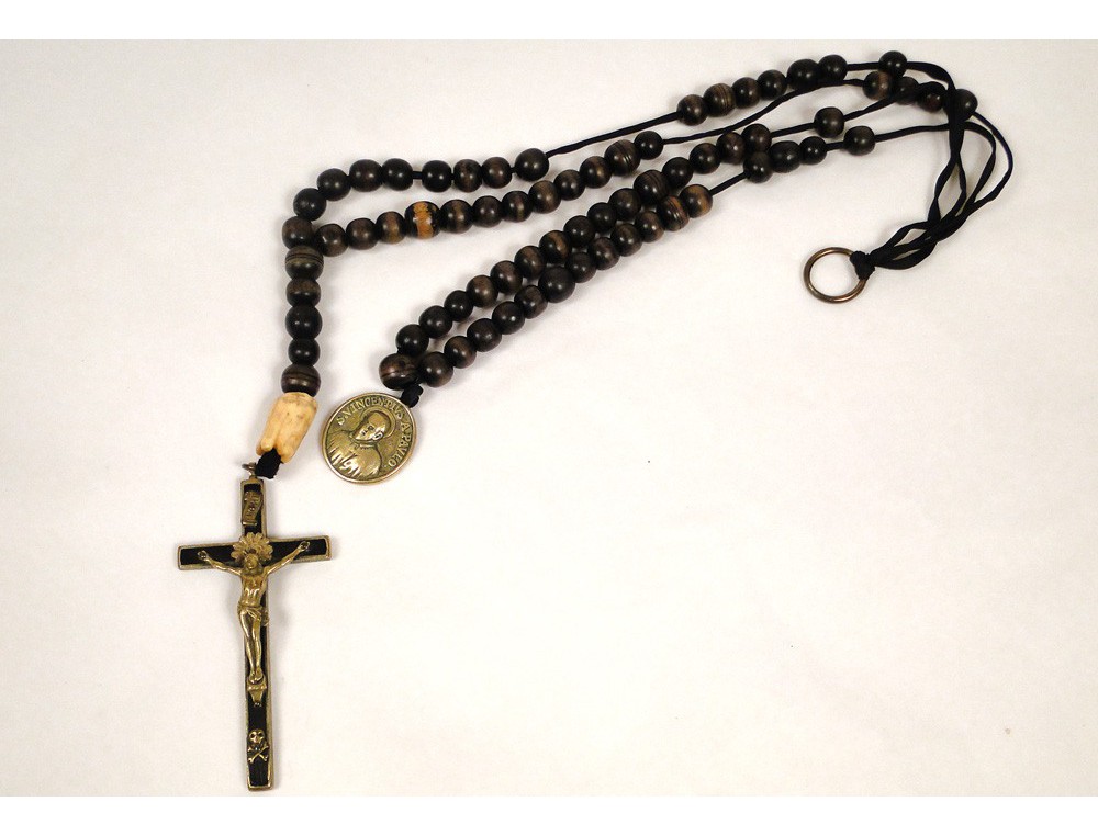 Rosary Rosary Crucifix Wood Cross Christ ebony St. Vincent de Paul, XIX