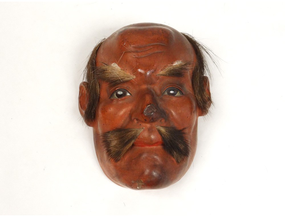 Noh theater mask polychrome man Gigaku O-Edo Japan beshimi mask nineteenth