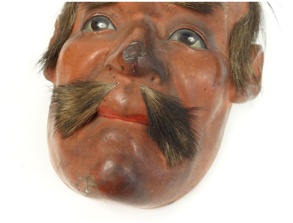 Noh theater mask polychrome man Gigaku O-Edo Japan beshimi mask nineteenth