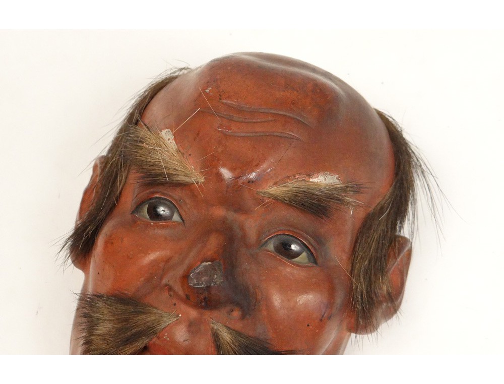 Noh theater mask polychrome man Gigaku O-Edo Japan beshimi mask nineteenth