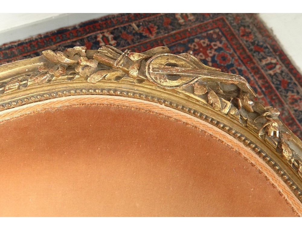 Bergère armchair carved gilt wood instruments music quiver NapIII ...