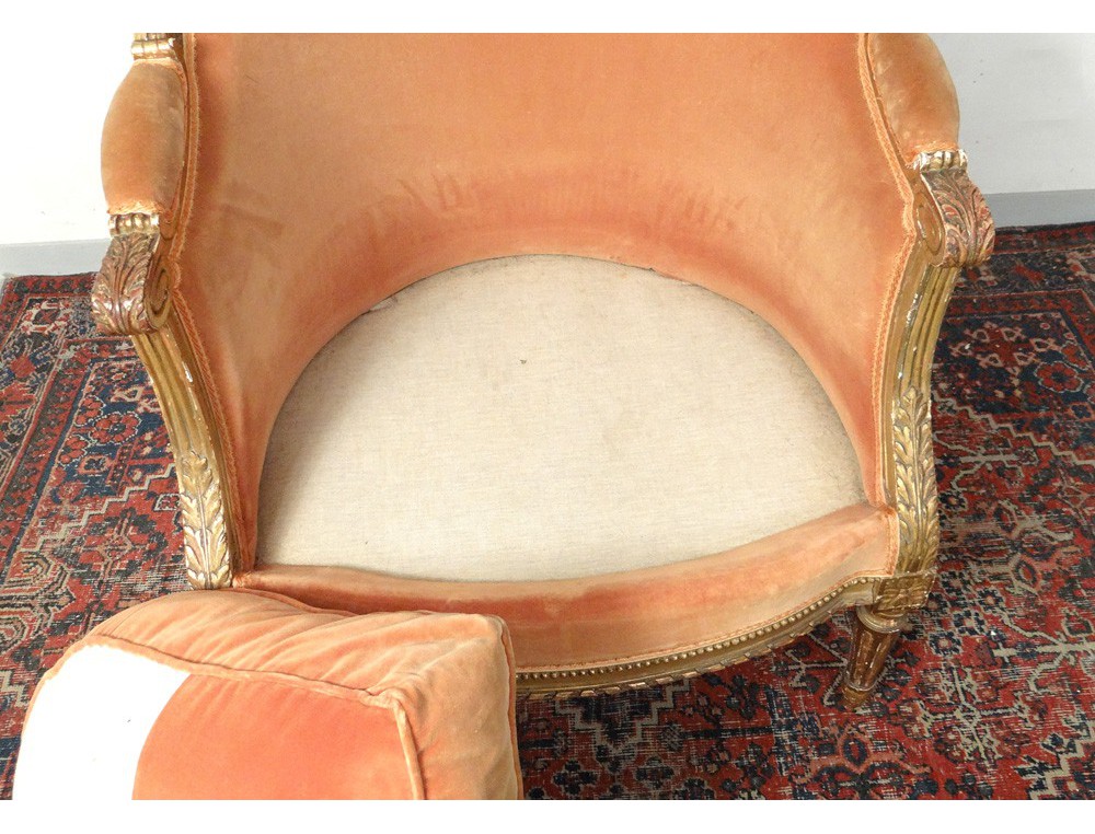 Bergère armchair carved gilt wood instruments music quiver NapIII ...