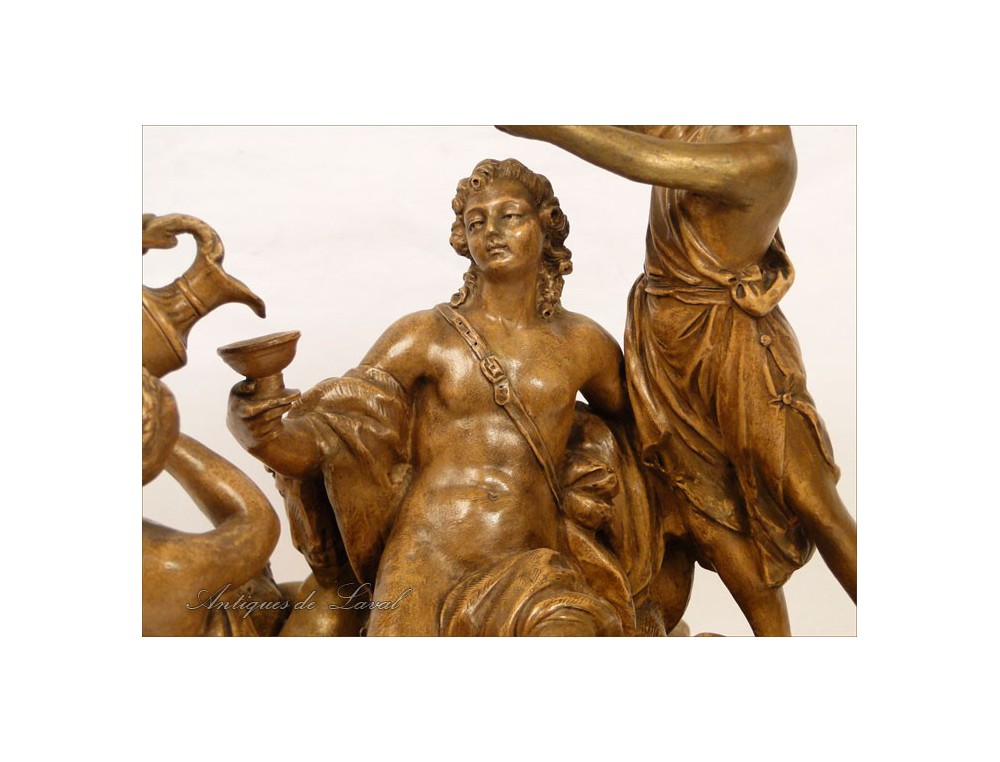 Scupture clay, Bacchus, Women and Cherubim, 19th