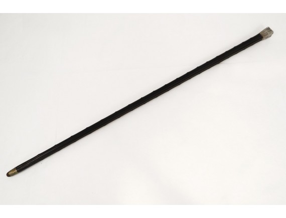 Old wooden ebony cane blackened silver knob thorns nineteenth cane