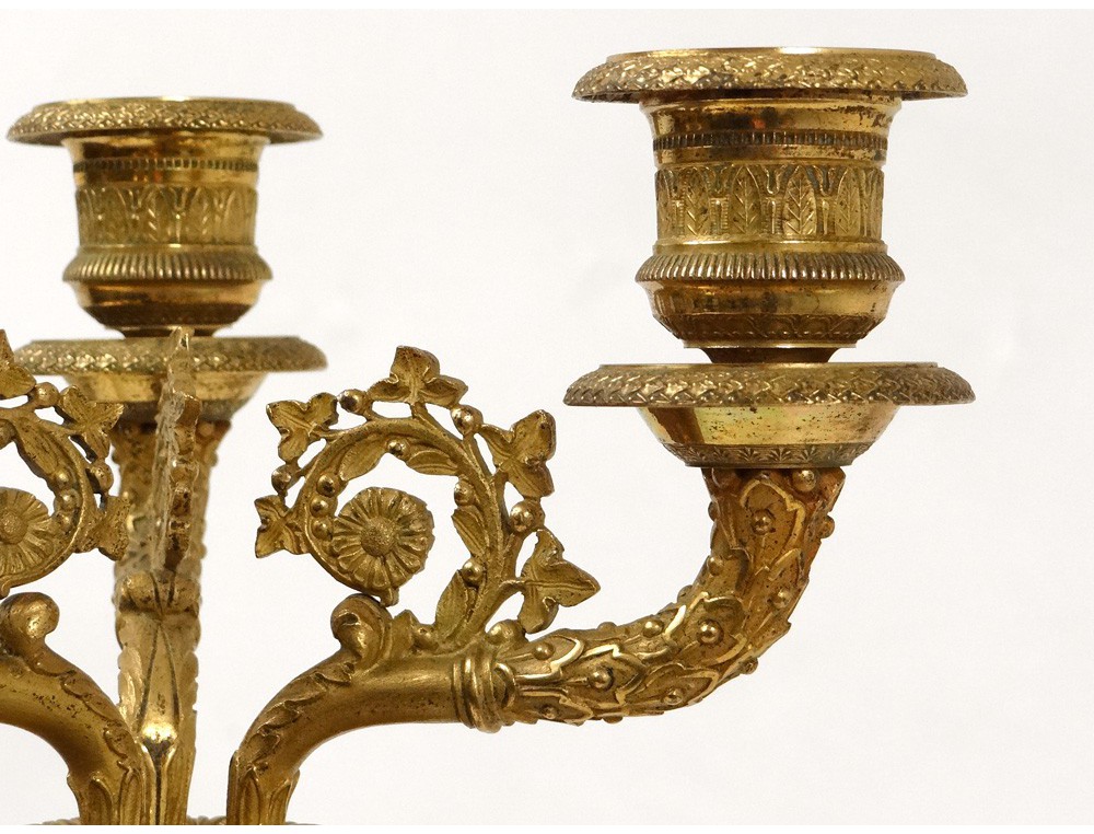 Rare paire candélabres bronze Mercure Hermès volant caducée Empire XIXème