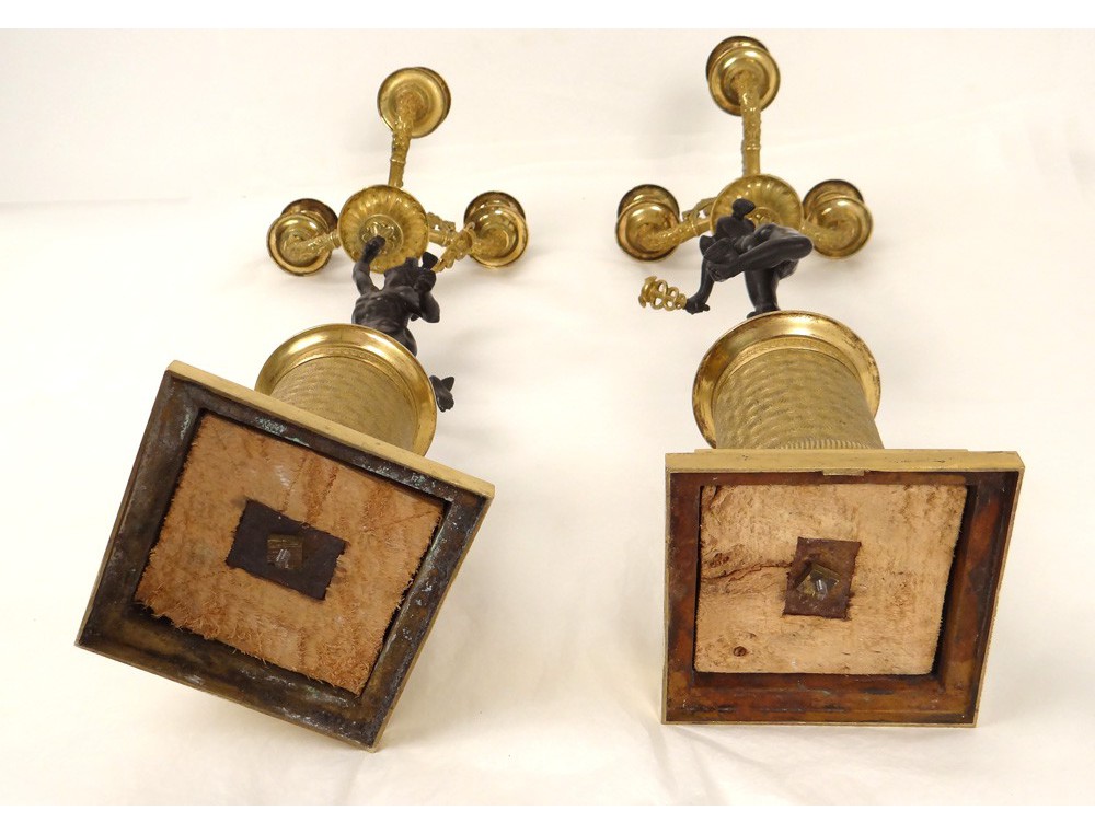 Rare paire candélabres bronze Mercure Hermès volant caducée Empire XIXème