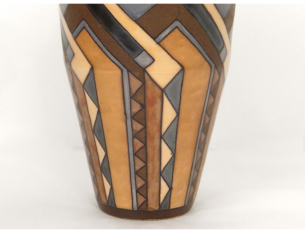 Superb HB Quimper faience vase Odetta René Beauclair twentieth century