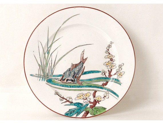 Compotier faïence Bordeaux Vieillard Grands Oiseaux Millet poisson XIXème