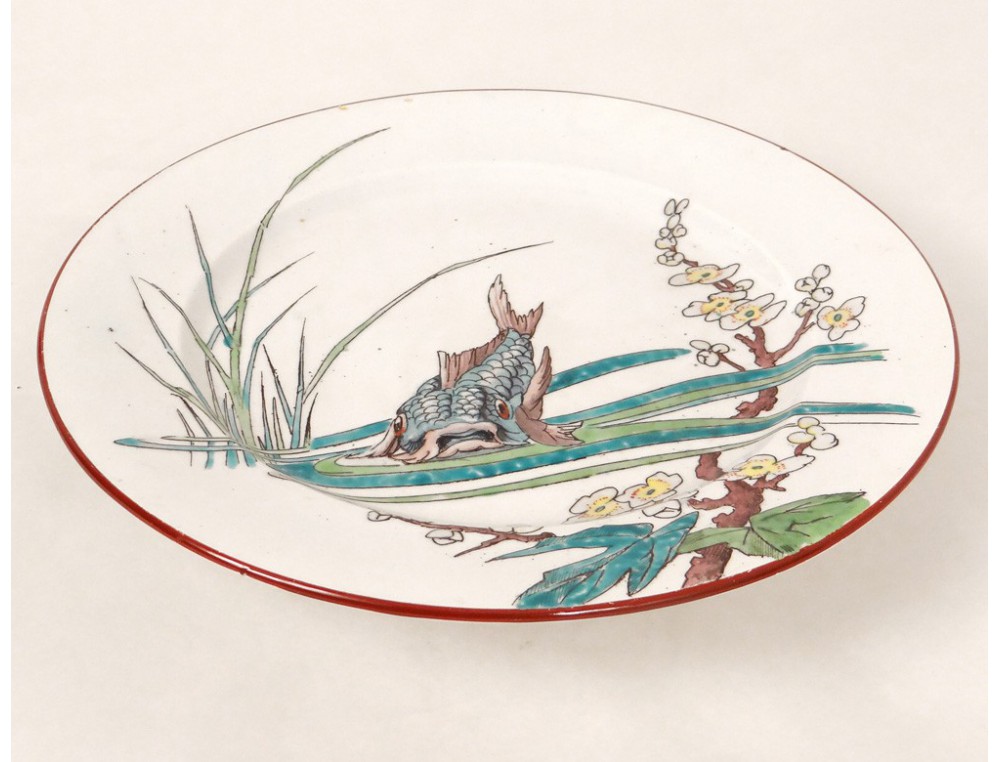 Compotier faïence Bordeaux Vieillard Grands Oiseaux Millet poisson XIXème