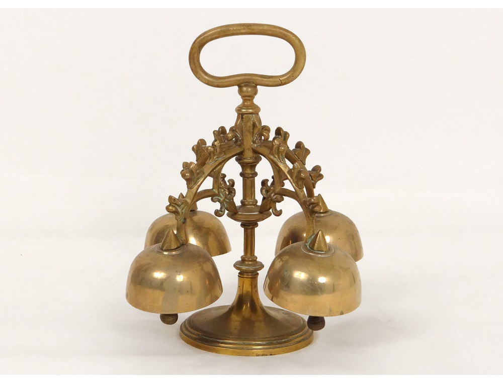 4 bell ceremony bells flowers lily gilded bronze Gothic church XIX