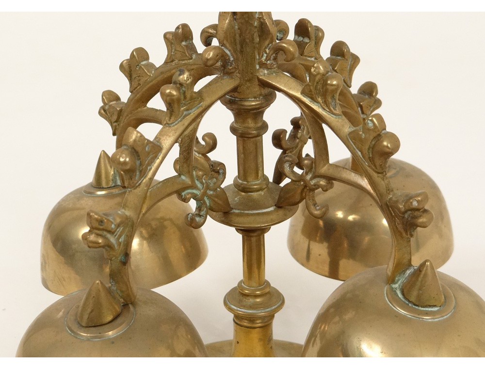 4 bell ceremony bells flowers lily gilded bronze Gothic church XIX