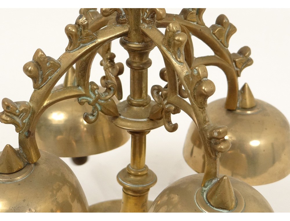 4 bell ceremony bells flowers lily gilded bronze Gothic church XIX