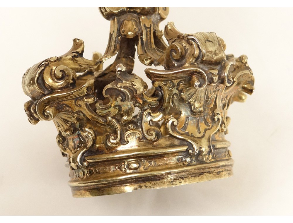 Italian crown silver gilt statue Virgin Cross shells Italy 18th