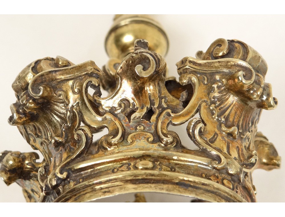 Italian crown silver gilt statue Virgin Cross shells Italy 18th