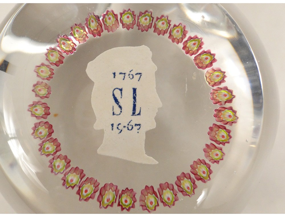 Crystal sulphide paperweight Saint-Louis portrait king crystallo ...