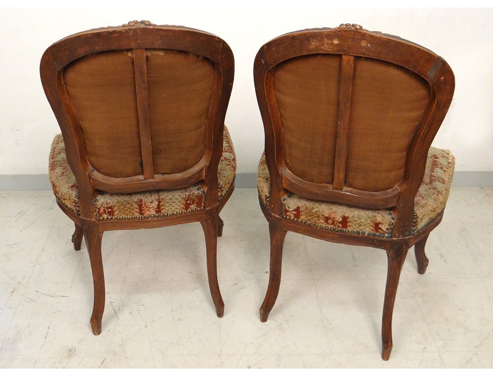 Paire chaises Louis XV bois sculpté fleurs estampille Delaporte XVIIIème
