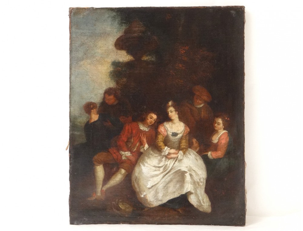 HST table scene gallant characters torque landscape painting eighteenth ...