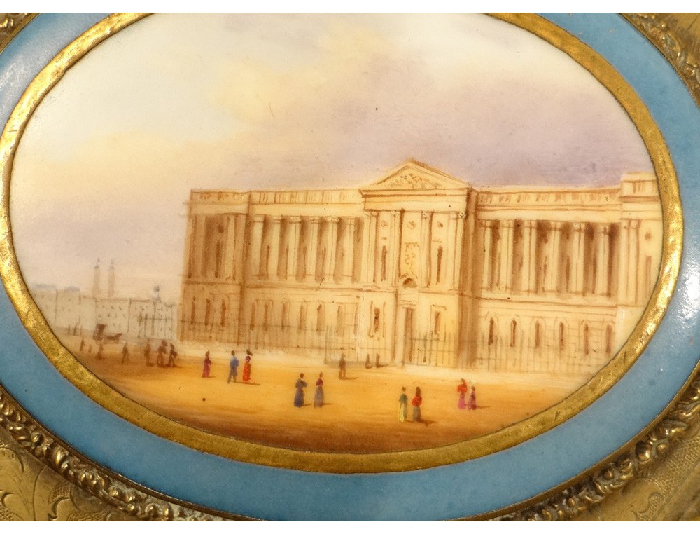 Box golden brass letters miniature porcelain cameos women Louvre XIX