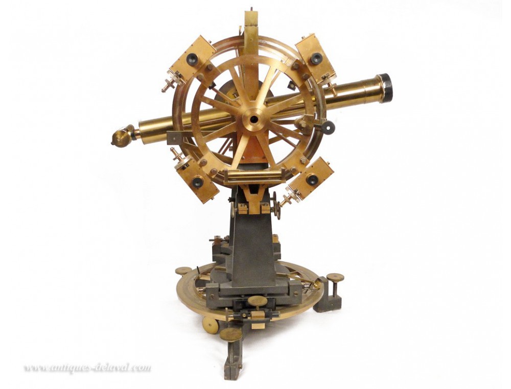 Lacquered portable azimuth circle, Brunner Paris, 19th century