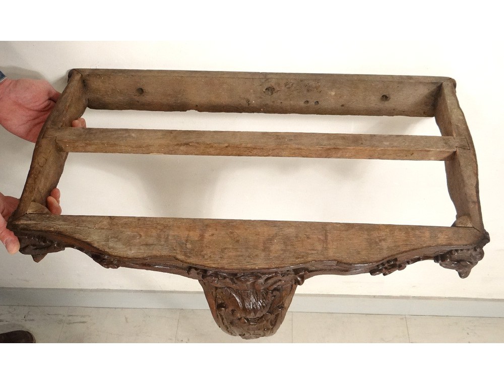 Little Louis XV carved oak console shell royal red marble XVIII