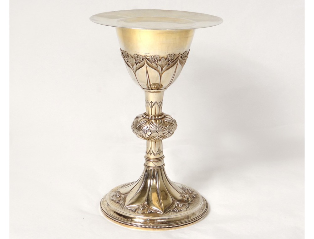 Chalice paten silver gilt grape vine Minerva 510gr nineteenth century