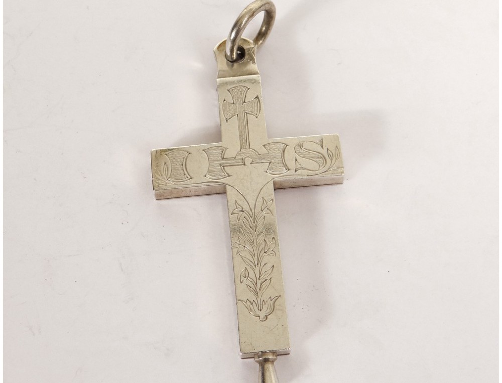 Cross reliquary pendant silver reliquary cross crucifixion XIX Cross reliquary pendant silver reliquary cross crucifixion XIX