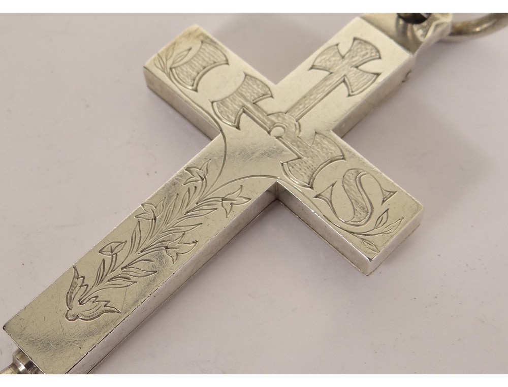 Cross reliquary pendant silver reliquary cross crucifixion XIX Cross reliquary pendant silver reliquary cross crucifixion XIX