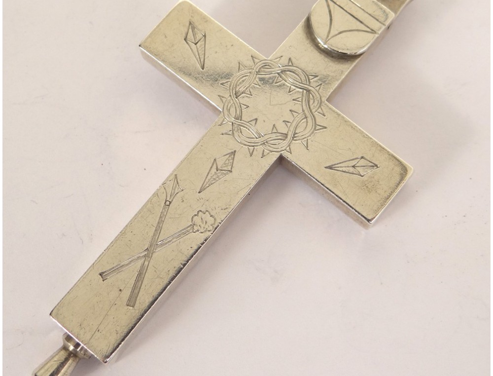 Cross reliquary pendant silver reliquary cross crucifixion XIX Cross reliquary pendant silver reliquary cross crucifixion XIX