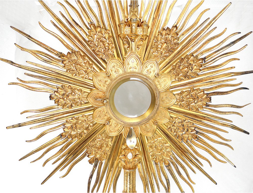 Grand monstrance monstrance silver gilt enamel diamond Armand Calliat 19th