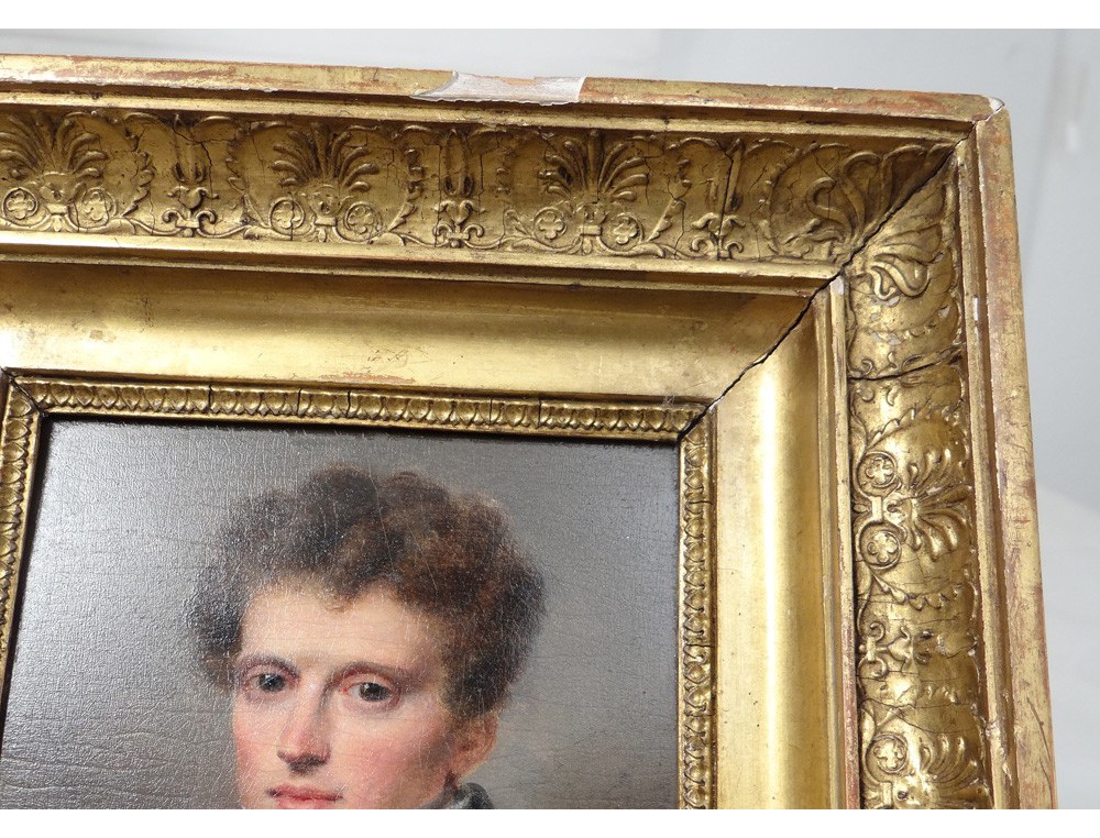 Pair HSP tables portraits man woman XIX Charles Bourgeois