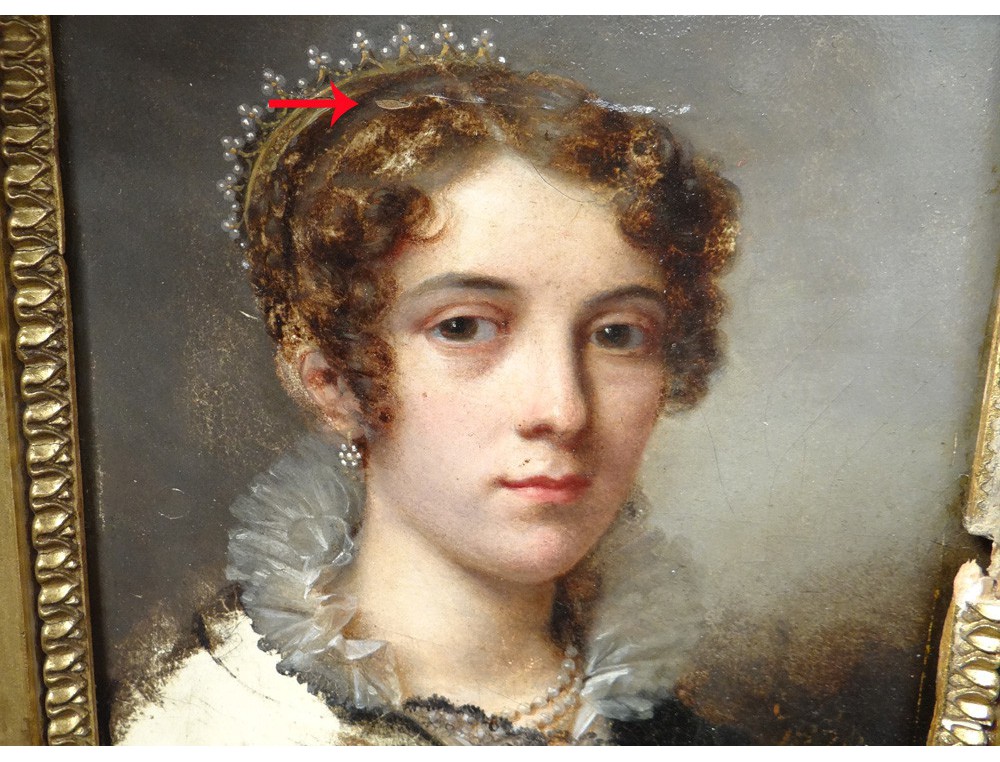 Pair HSP tables portraits man woman XIX Charles Bourgeois