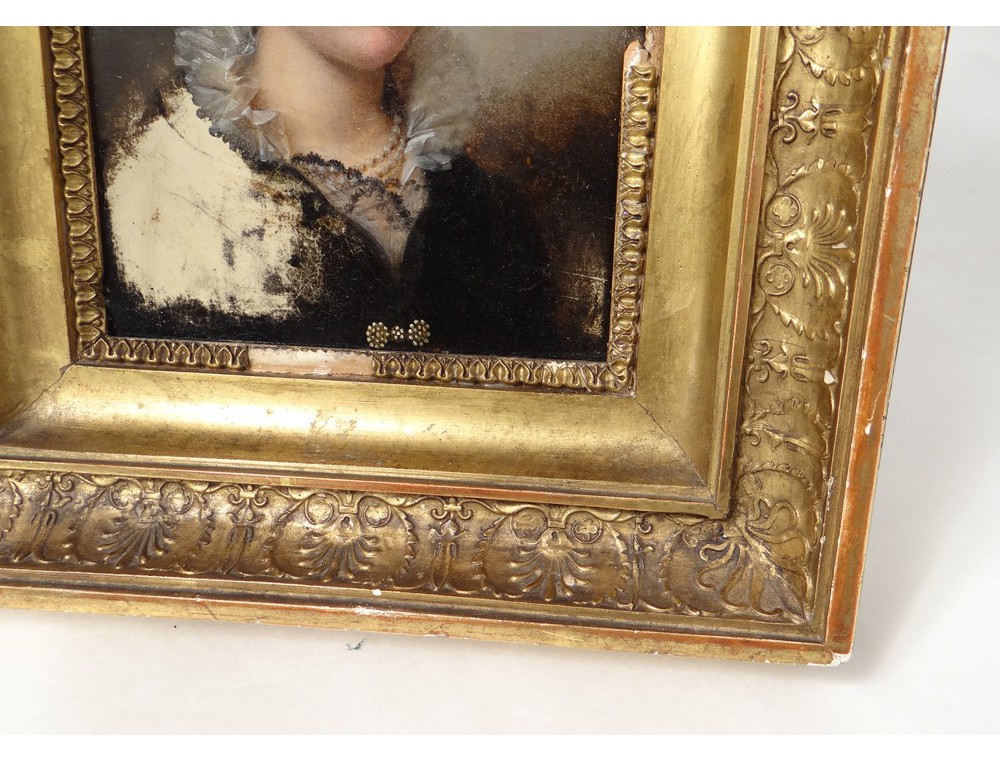 Pair HSP tables portraits man woman XIX Charles Bourgeois