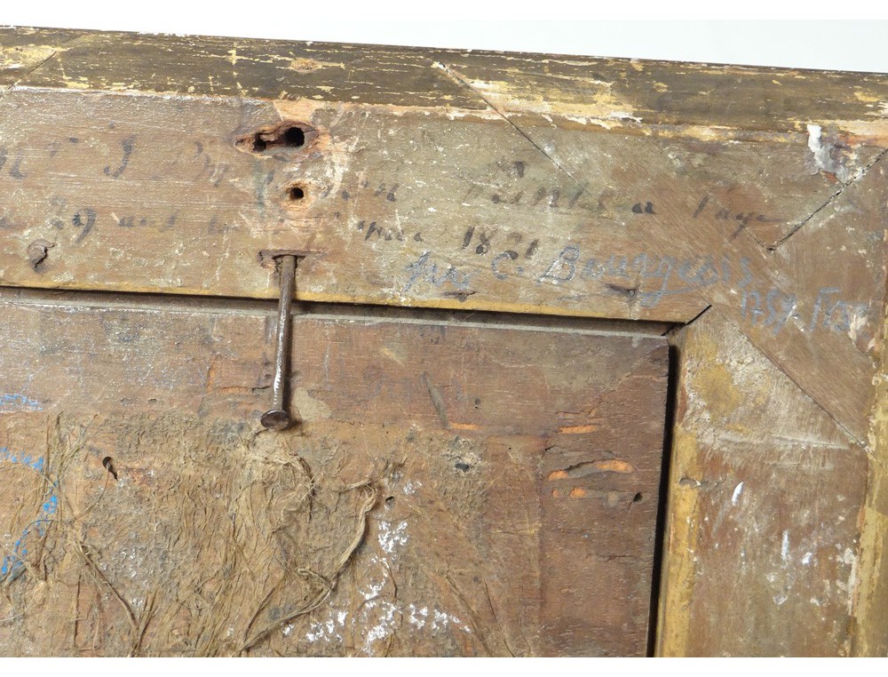 Pair HSP tables portraits man woman XIX Charles Bourgeois