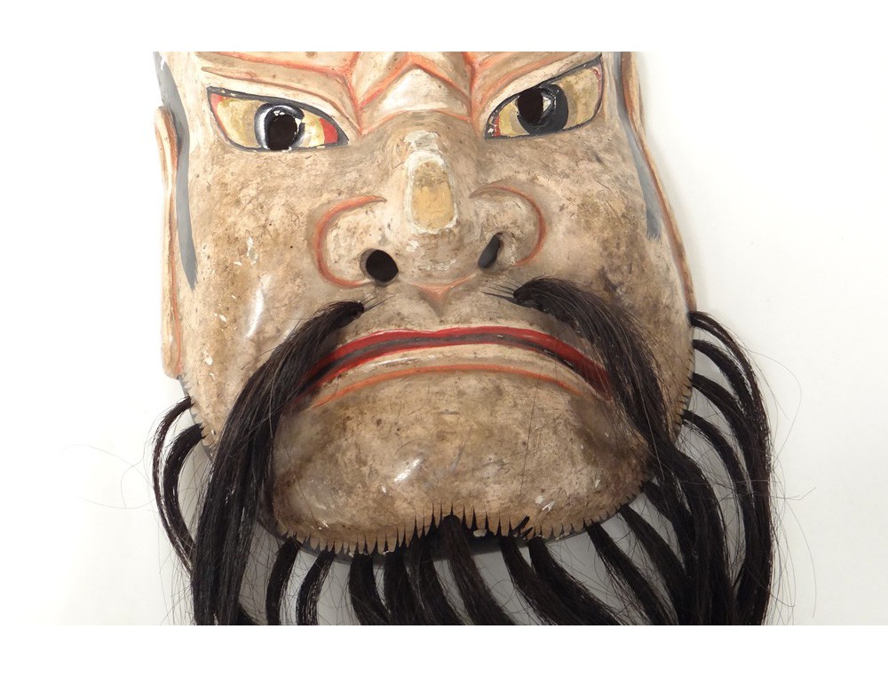 Mask Noh theater polychrome wood demon Gigaku beshimi O-Edo Japan XIX