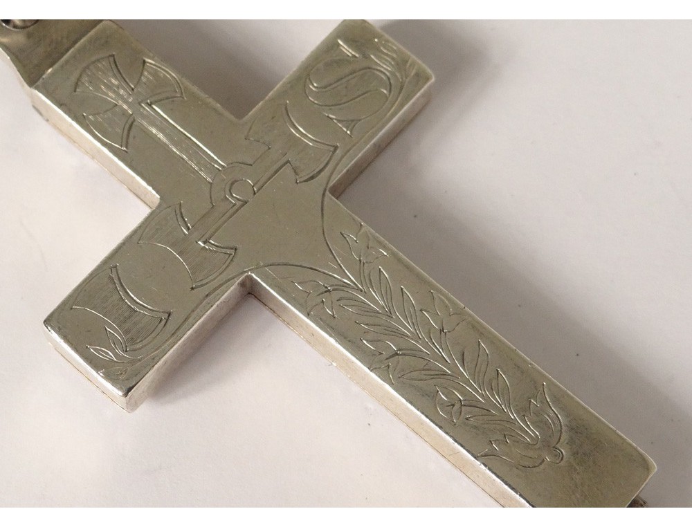 Cross reliquary pendant silver reliquary cross crucifixion XIX Cross reliquary pendant silver reliquary cross crucifixion XIX