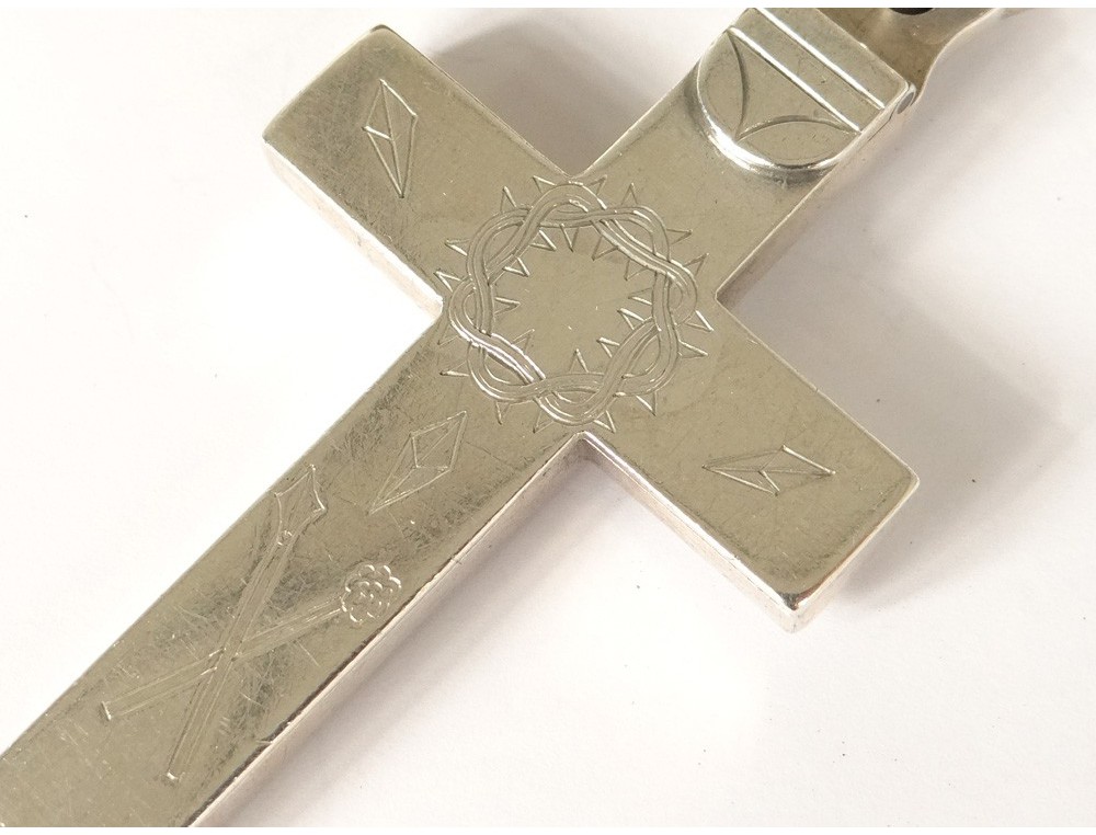 Cross reliquary pendant silver reliquary cross crucifixion XIX Cross reliquary pendant silver reliquary cross crucifixion XIX