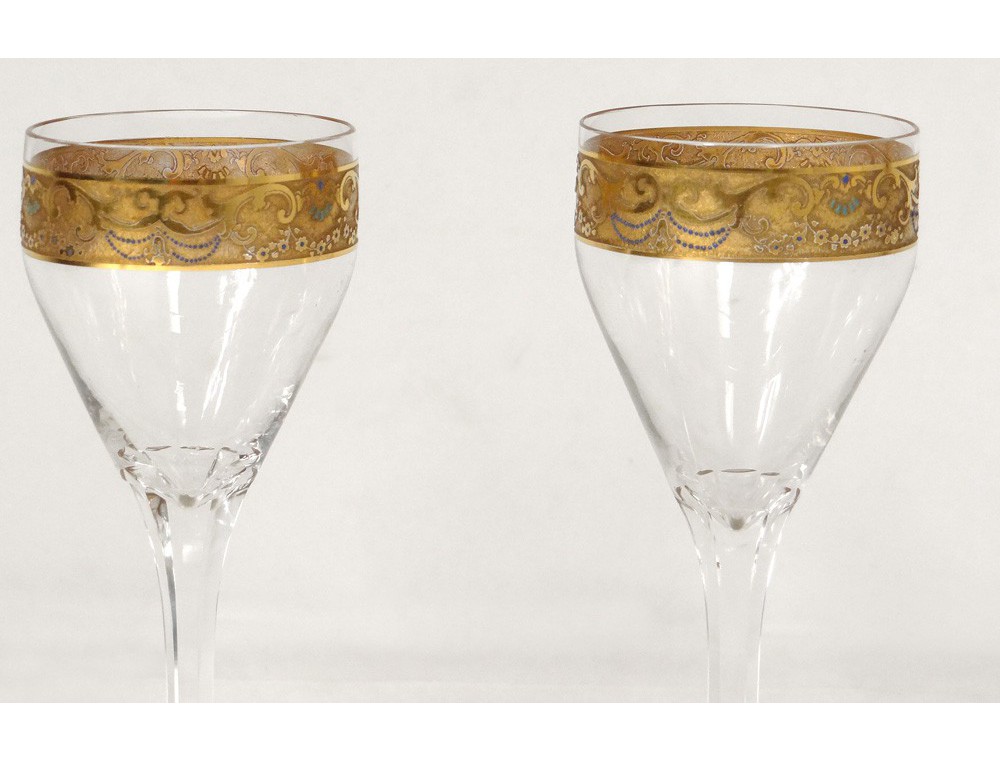2 crystal stemware Moser Bohemian carved gilt enamel twentieth Copenhagen