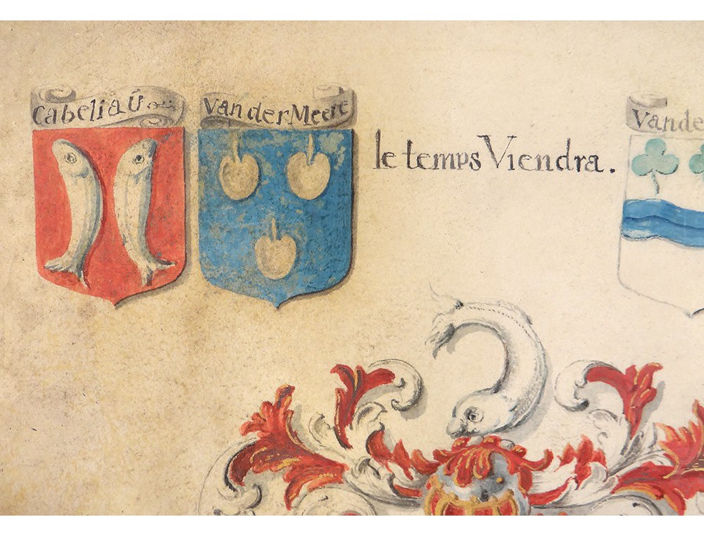 vellum Arms Flemish shield Cabeliau Van der Bruggen currency Holland 18th