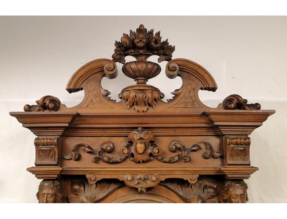 Pendulum Clock Henry II walnut barometer thermometer, 19th