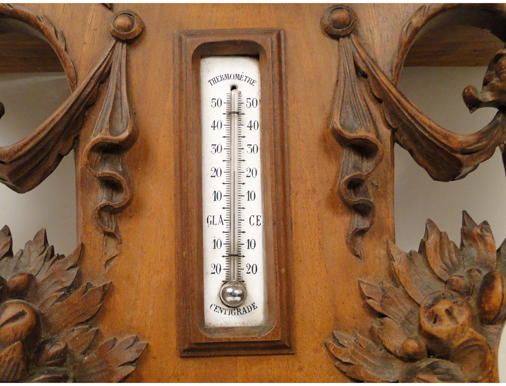 Pendulum Clock Henry II walnut barometer thermometer, 19th