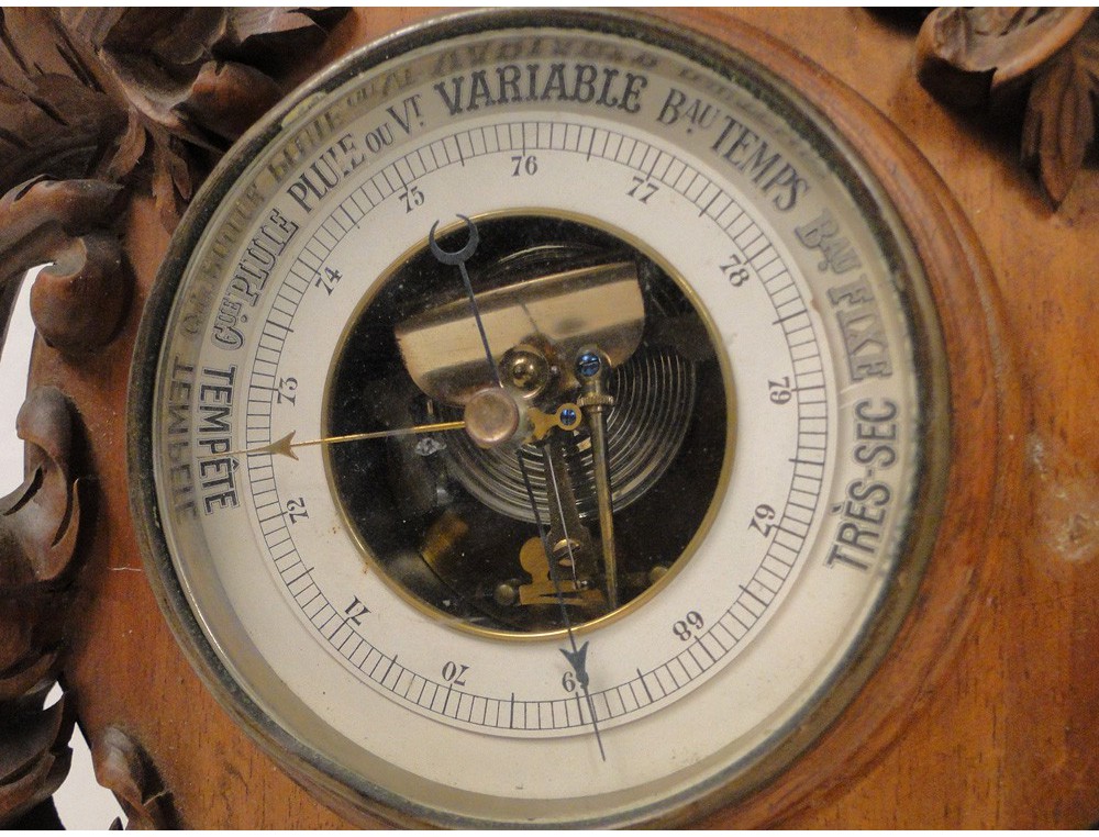 Pendulum Clock Henry II walnut barometer thermometer, 19th