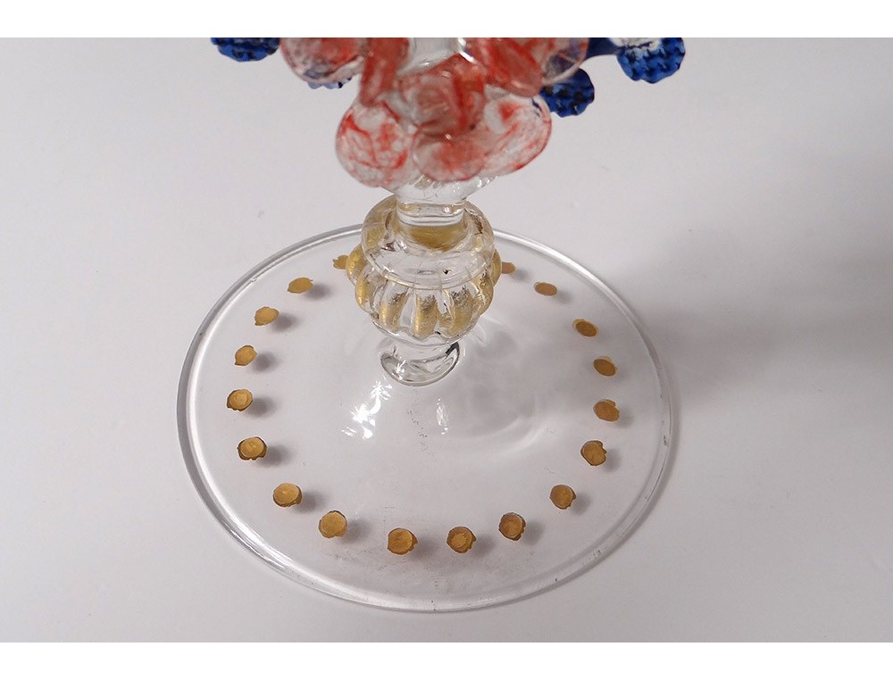 Wine glass glassware Murano Venice Italy gilt flowers nineteenth century