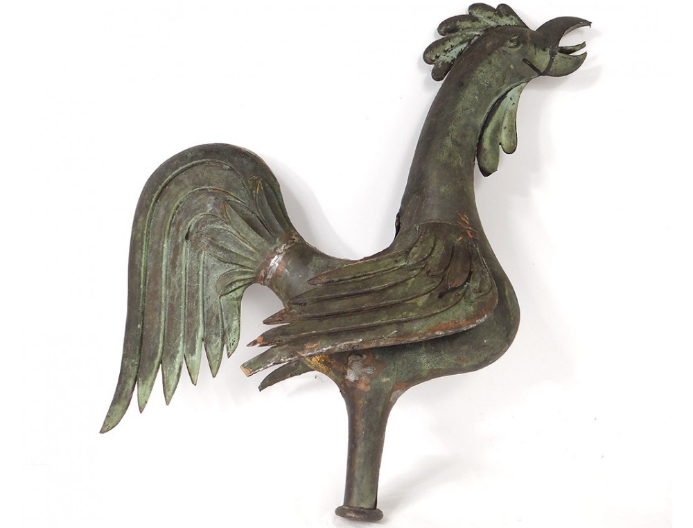 Old copper weathervane rooster bell ancient town weathercock nineteenth