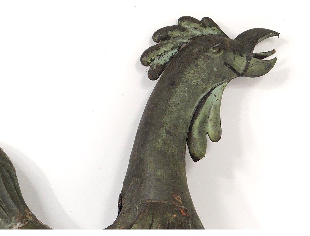 Old copper weathervane rooster bell ancient town weathercock nineteenth