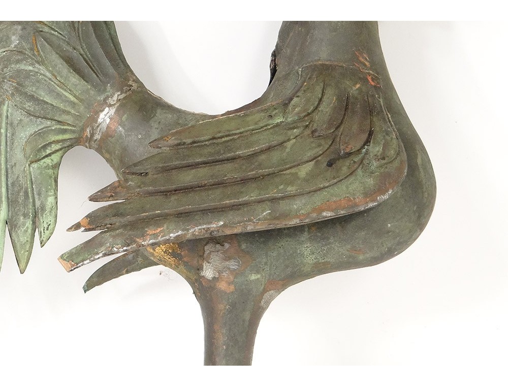 Old copper weathervane rooster bell ancient town weathercock nineteenth