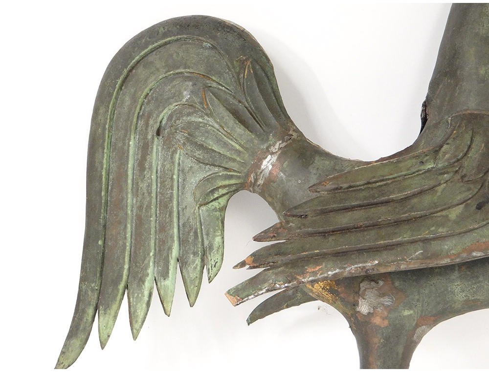 Old copper weathervane rooster bell ancient town weathercock nineteenth