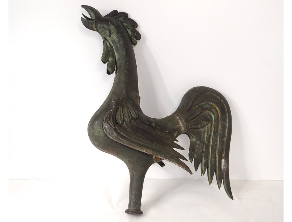 Old copper weathervane rooster bell ancient town weathercock nineteenth