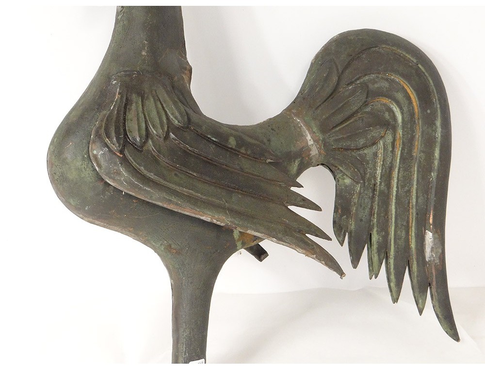 Old copper weathervane rooster bell ancient town weathercock nineteenth