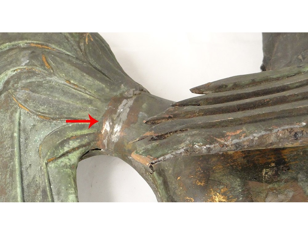 Old copper weathervane rooster bell ancient town weathercock nineteenth